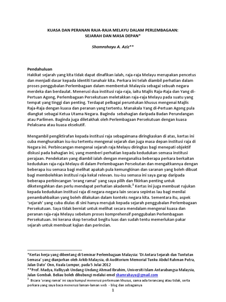 Kuasa Dan Peranan Raja Raja Melayu Dalam Perlembagaan Edited Pdf