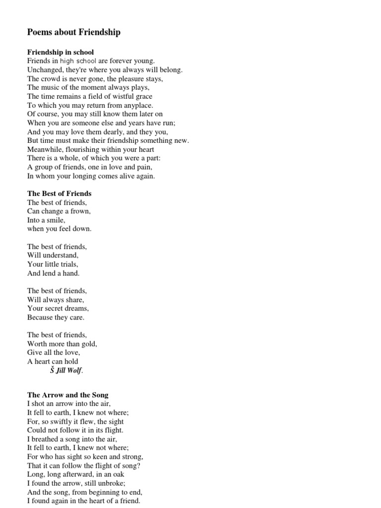 Friendship Day Poems | PDF | Friendship | Poetry