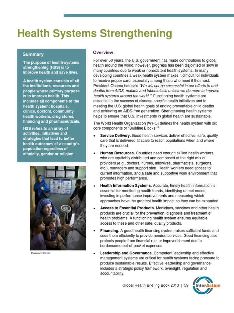 Health Systems Strengthening | PDF | Health System | Health Human Resources