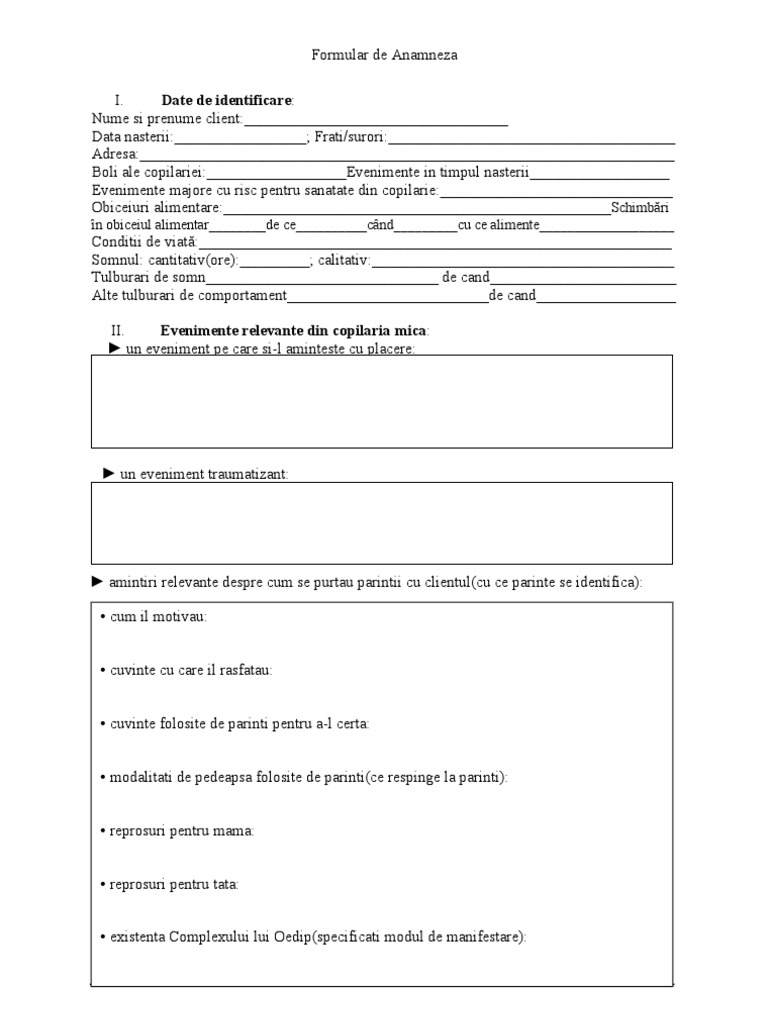 Formular de Anamneza | PDF