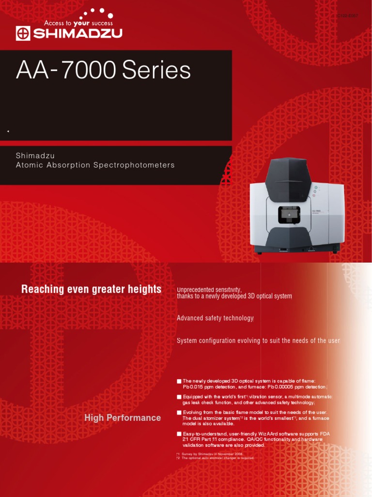 Shimadzu Atomic Absorption Aa-7000 | PDF | Atomic Absorption ...