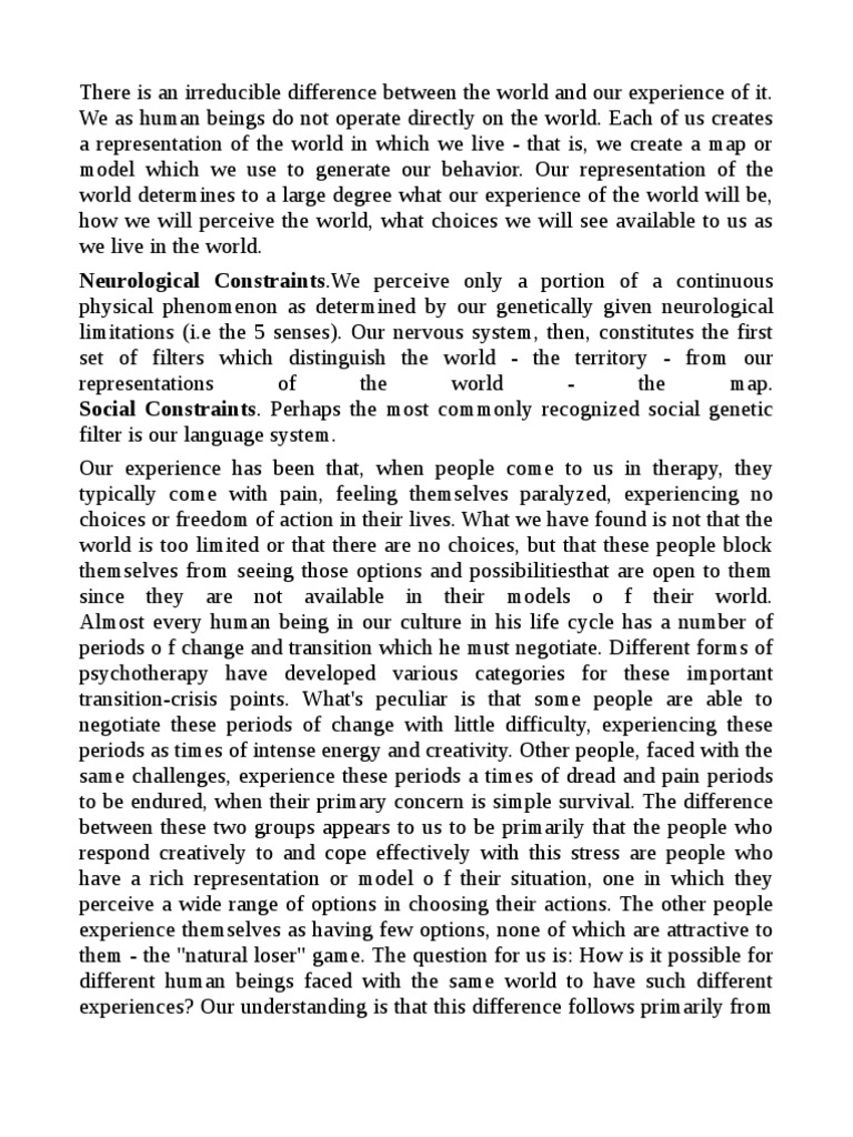 The Structure of Magic. Richard Bandler | PDF | Neuro Linguistic ...