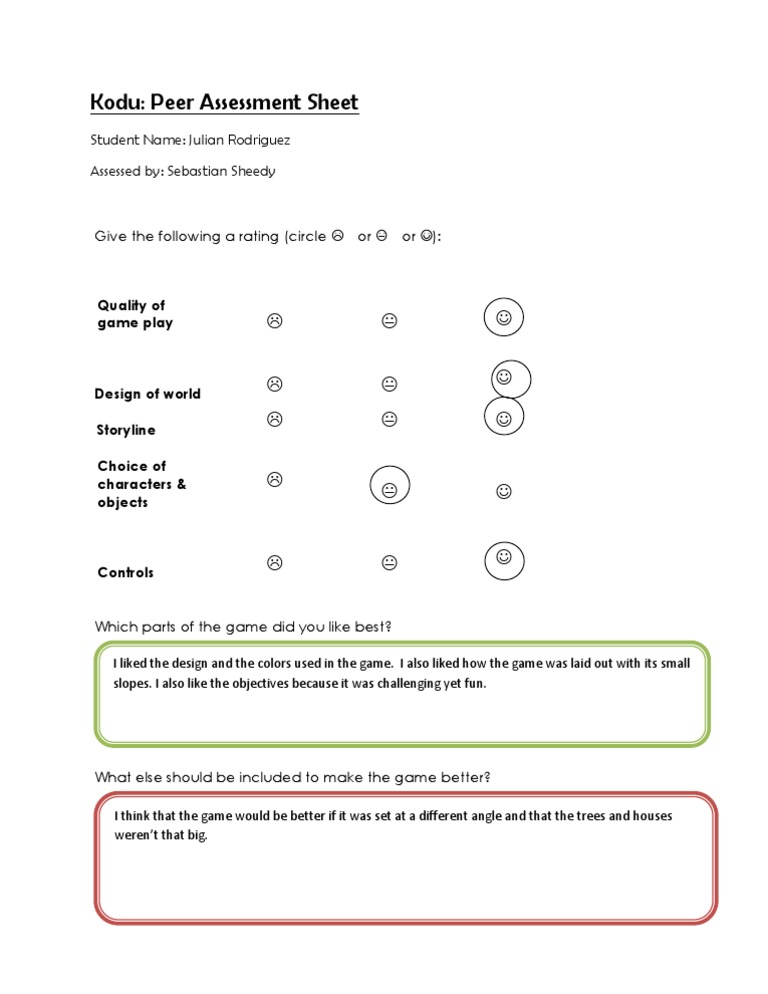 Peer Assessment Sheet | PDF