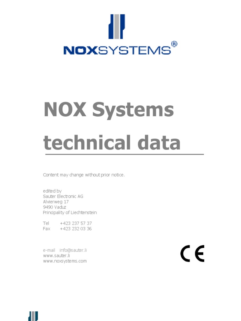 NOX E Technical Data | PDF | Science & Mathematics | Technology ...