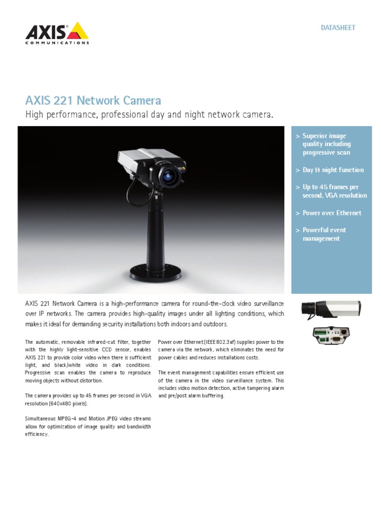 AXIS 221 Network Camera Series | PDF | Video | Computer Network