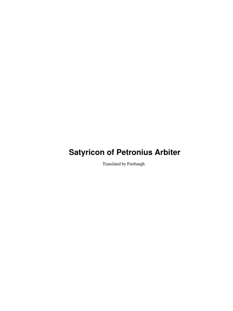 Satyricon of Petronius Arbiter | PDF | Novels
