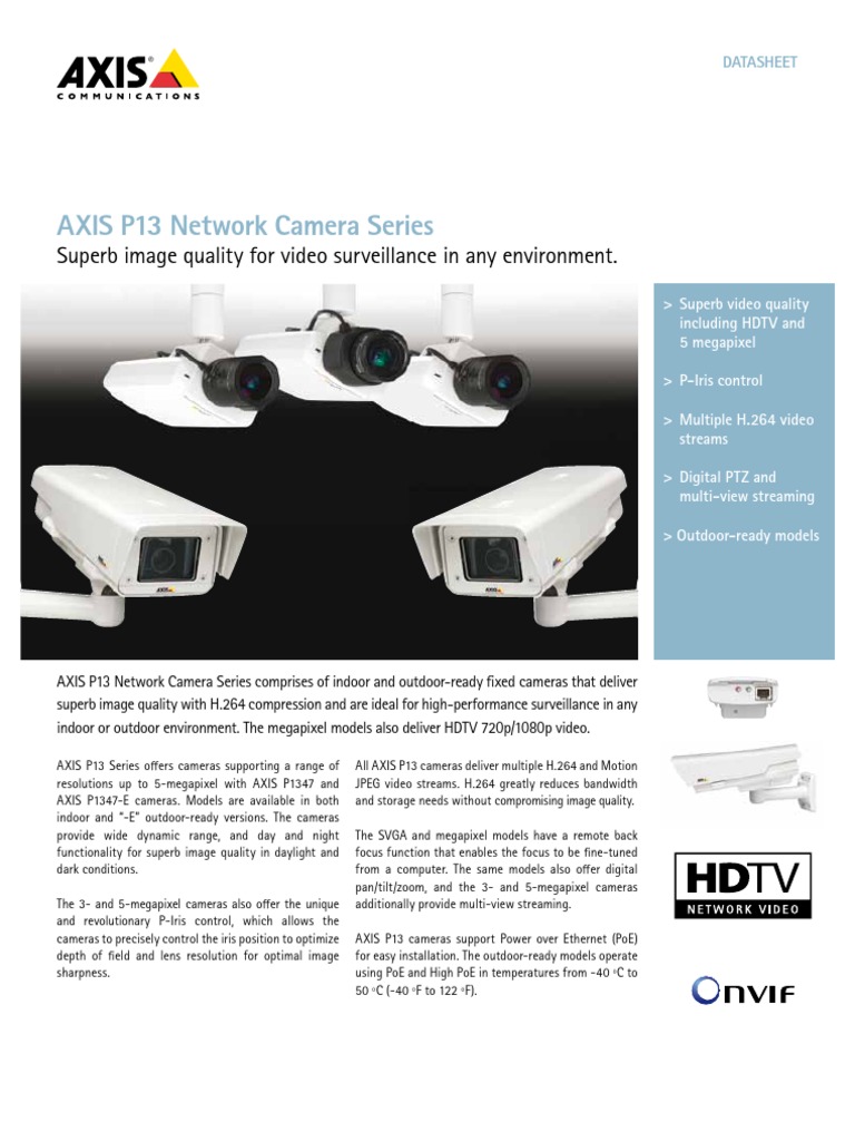 AXIS P13 Network Camera Series | PDF | Zoom Lens | Camera
