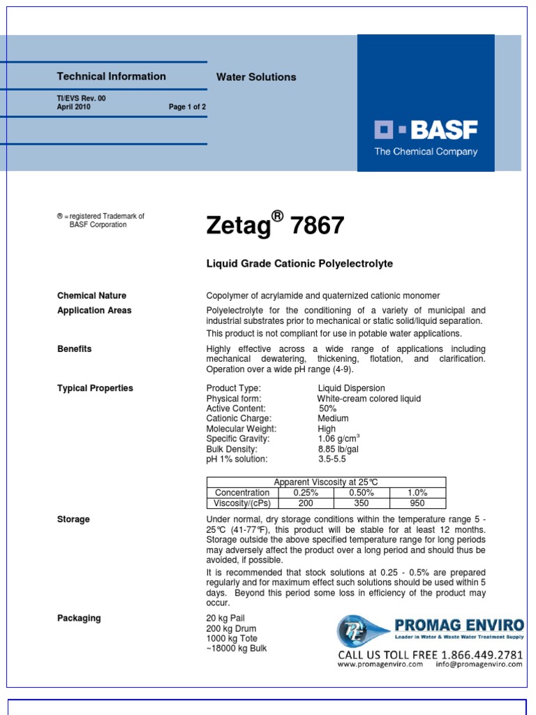 Chemicals Zetag DATA LDP Zetag 7867 - 0410 | PDF | Physical Chemistry ...
