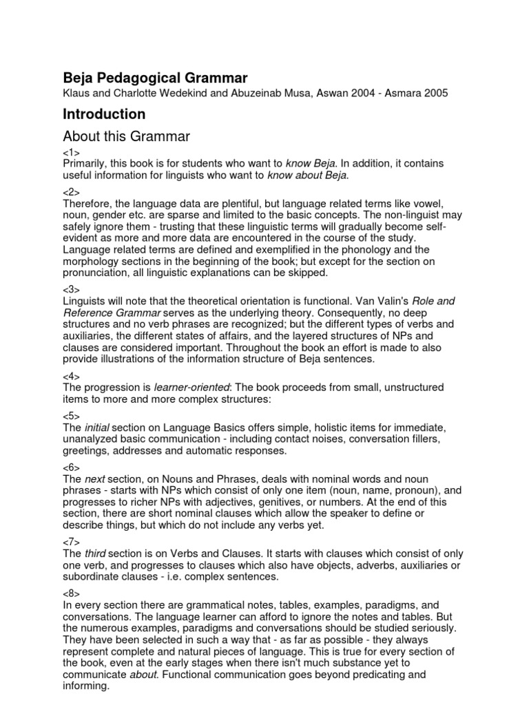 Beja Language Guide for Learners | PDF | Grammatical Number ...