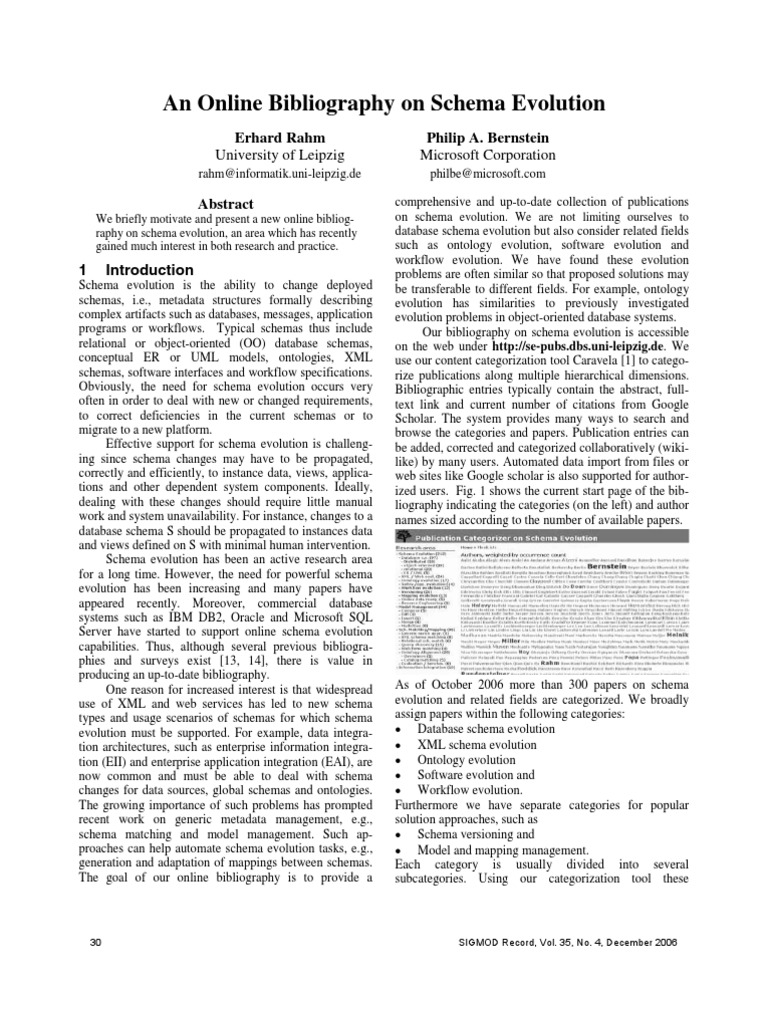 Schema Evolution Bib | PDF | Conceptual Model | Xml Schema