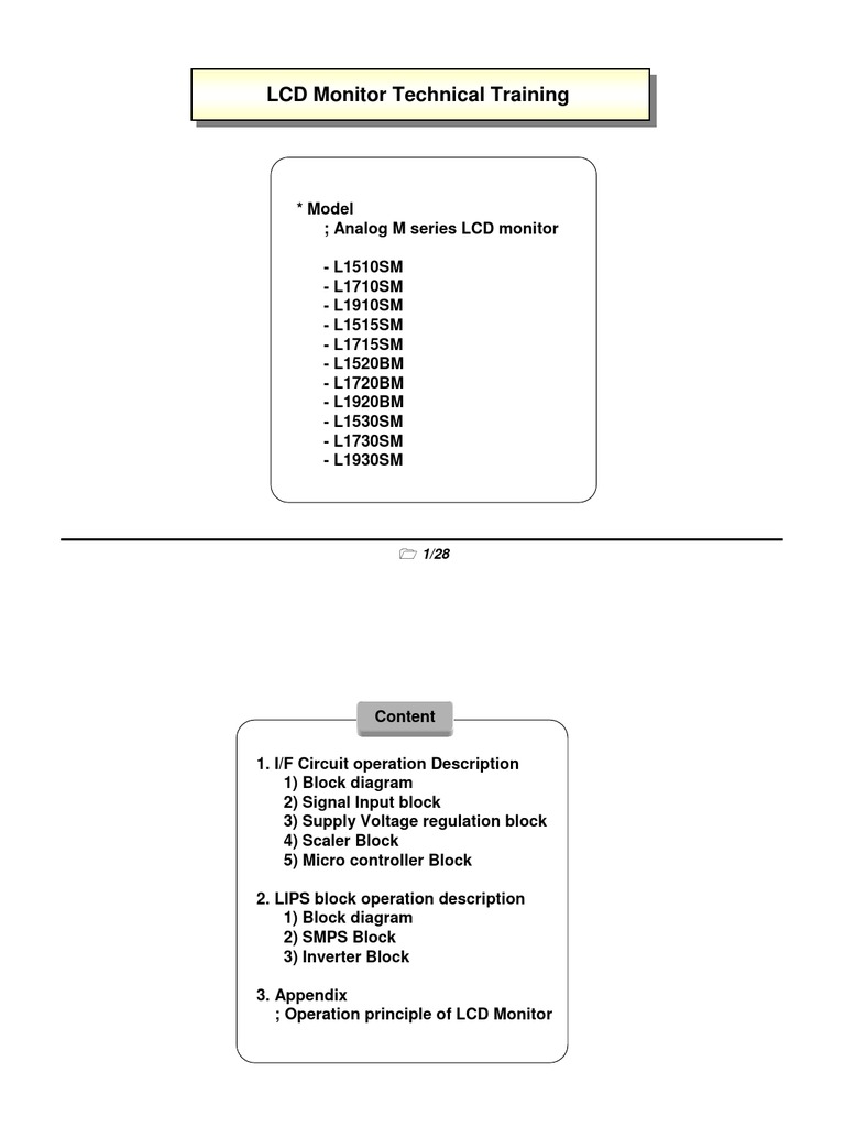 LCD Monitor Technical Training | PDF