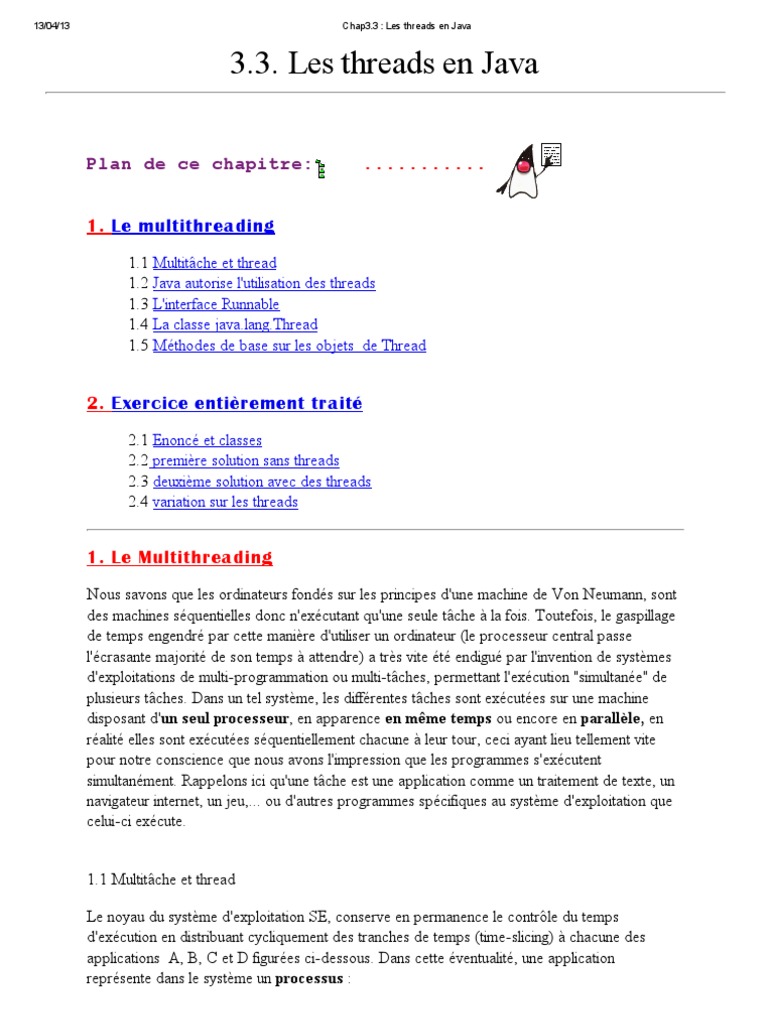 Threads en Java : Guide et Exemples | PDF | Classe (informatique) | Thread (informatique)