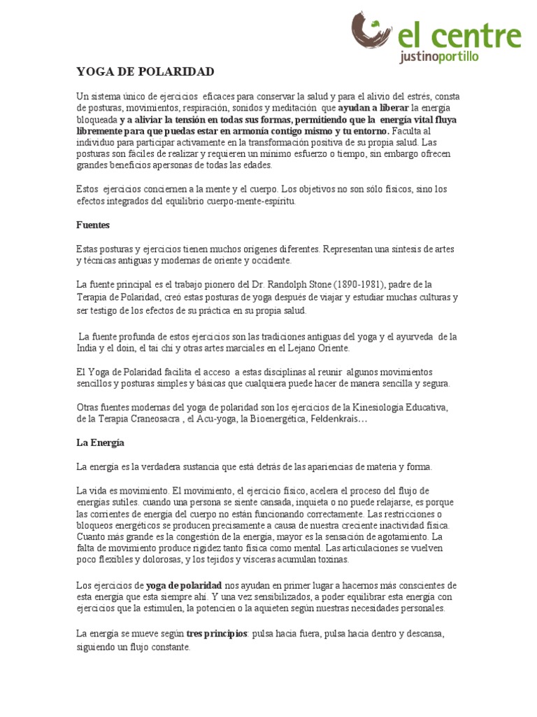 Yoga de Polaridad: Equilibrio Energético | PDF | Yoga | Ejercicio físico