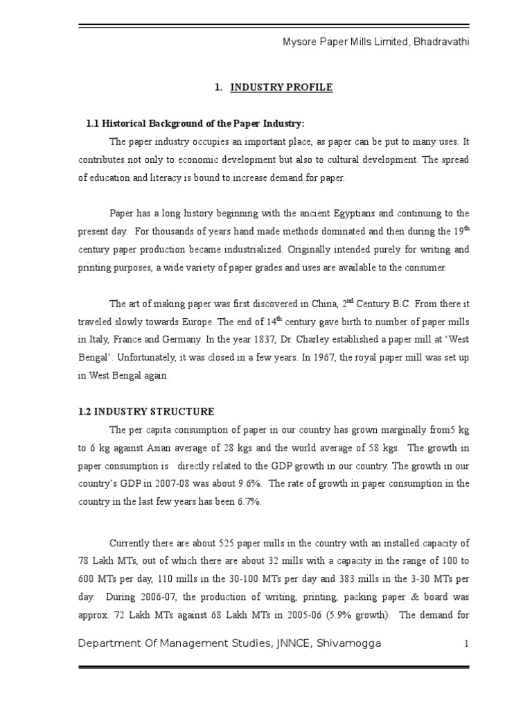 Structure of Paper Industry - Finall111 | PDF | Attitude (Psychology ...