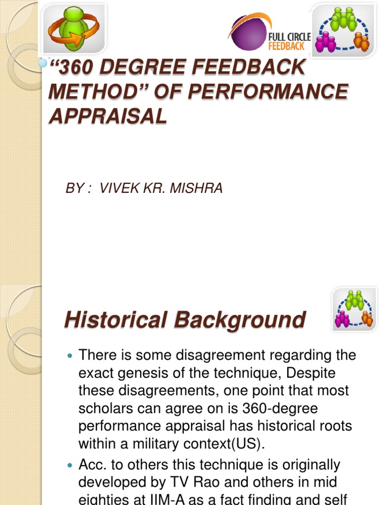 "360 Degree Feedback Method" of Performance Appraisal: By: Vivek Kr. Mishra | PDF | Performance ...