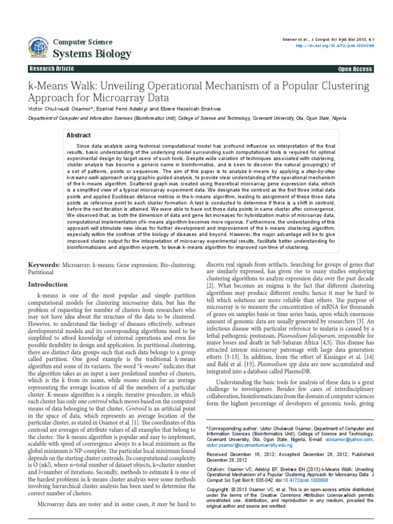 K-Means Walk: Unveiling Operational Mechanism of A Popular Clustering Approach For Microarray ...