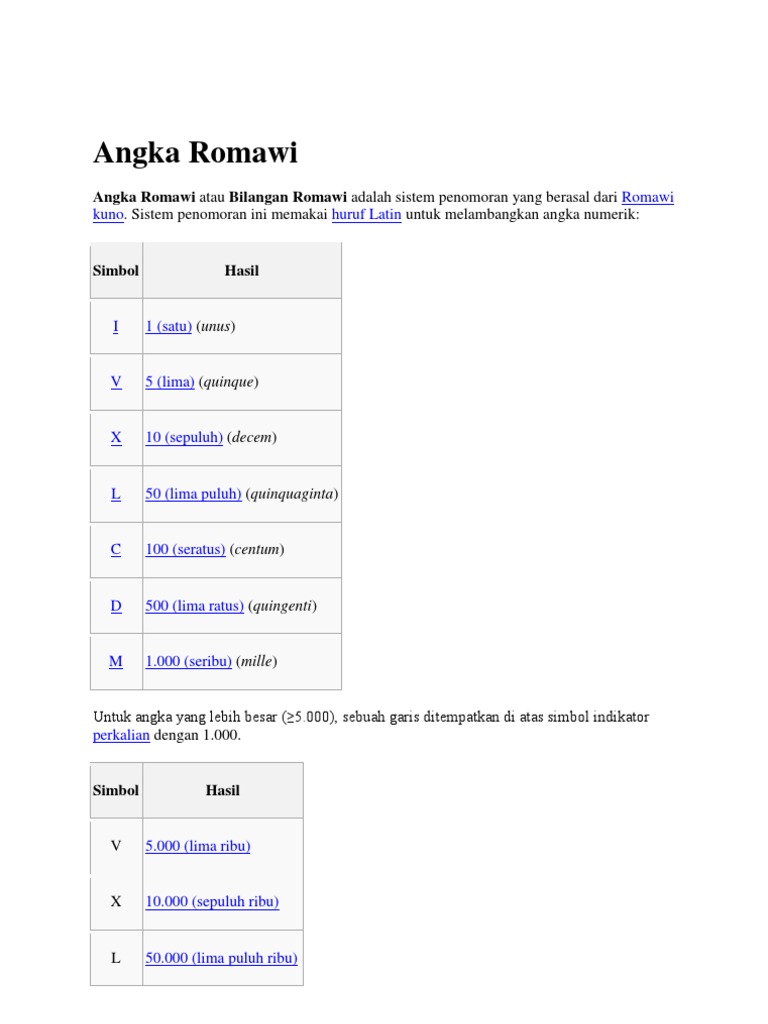 Angka Romawi | PDF | Metode & Bahan Ajar