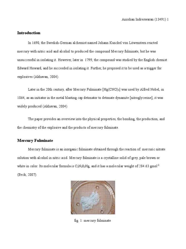 Mercury Fulminate | Chemical Bond | Explosive Material