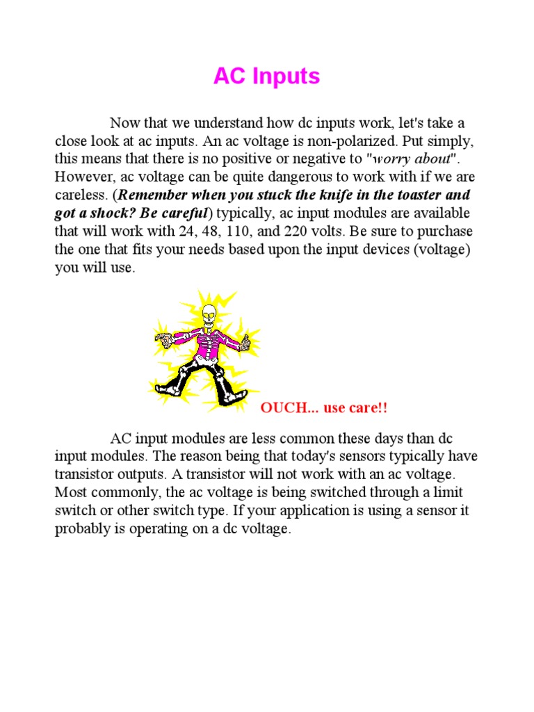 AC Inputs: Got A Shock? Be Careful) Typically, Ac Input Modules Are ...