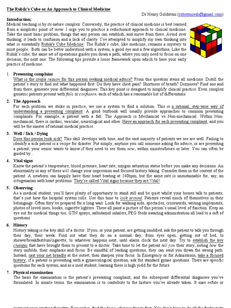 Rubik's Cube Approach to Medicine | PDF | Patient | Medicine