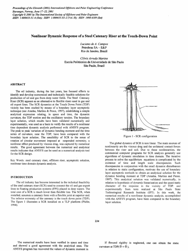 Nonlinear Dynamic Response of A Steel Catenary | PDF | Nonlinear System ...