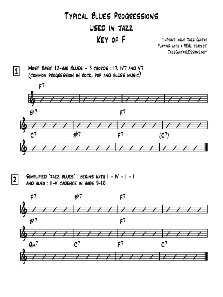 F Blues Jazz Chord Progressions Guide | PDF