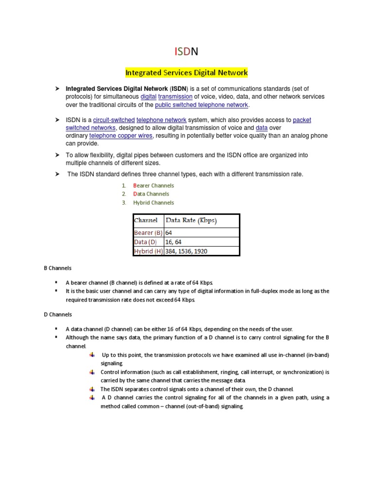 ISDN Notes | PDF | Computer Network | Electrical Engineering