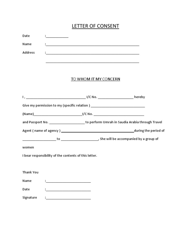 Letter of Consent Women | PDF