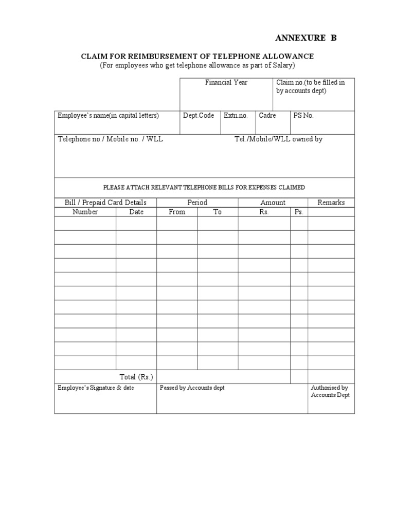 For Employees Who Get Telephone Allowance As Part of Salary | PDF ...