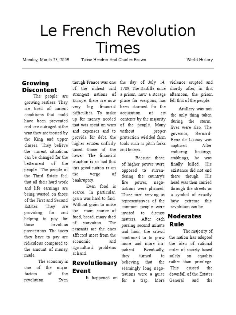 Newspaper Correct | PDF | French Revolution | France