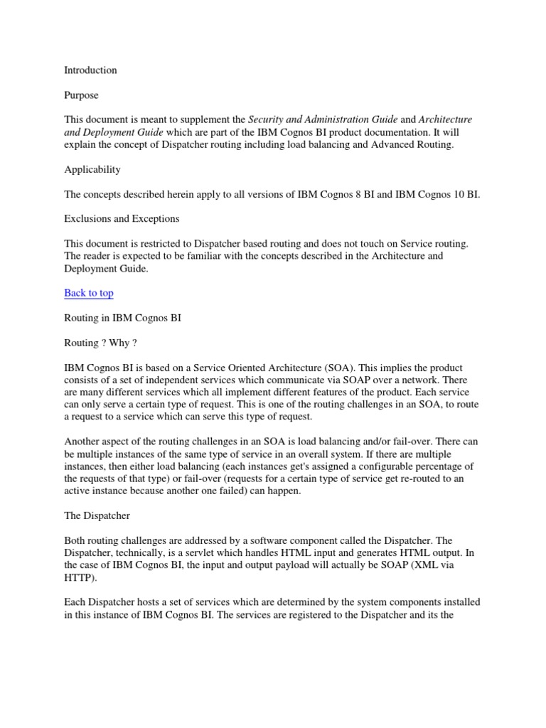 Cognos Dispatcher | PDF | Load Balancing (Computing) | Web Server