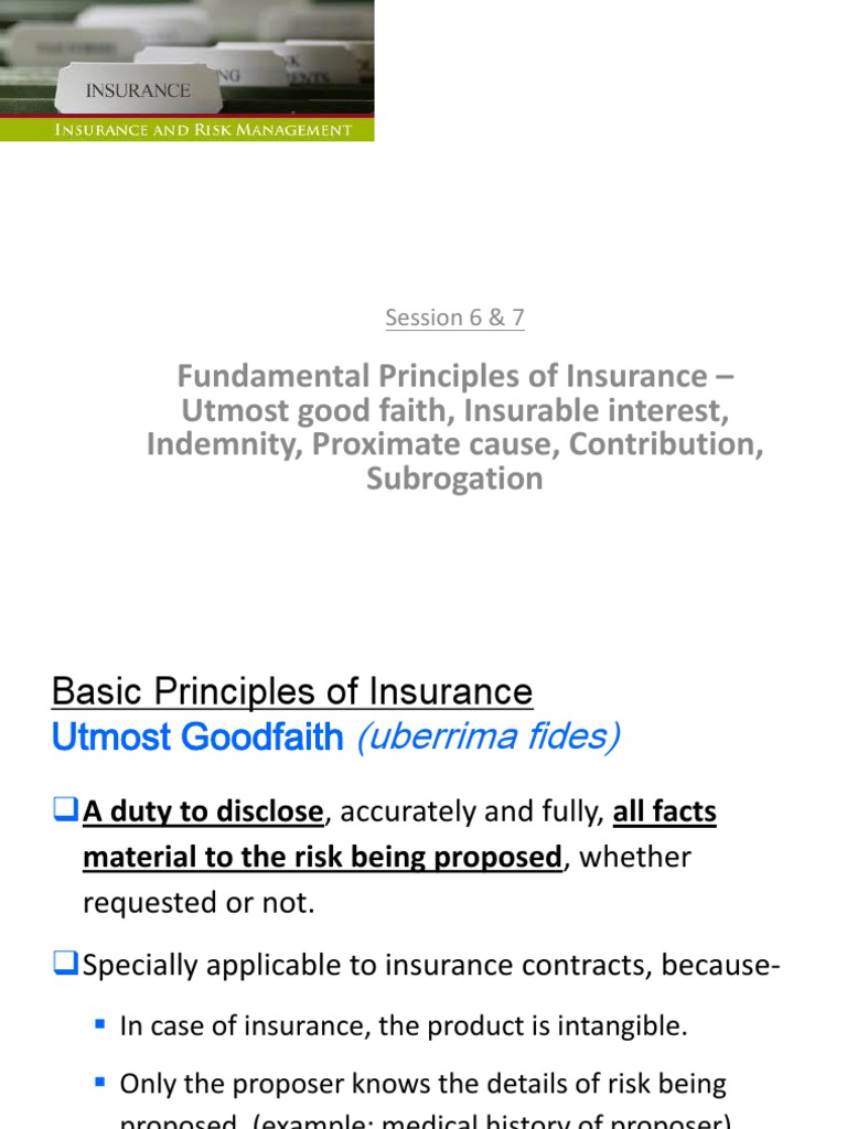 IRM - Fundamental Principles of Insurance | PDF | Indemnity | Insurance