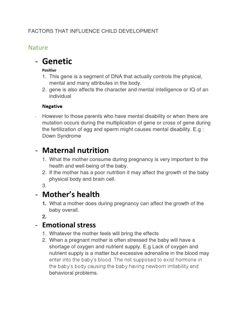 Factors That Influence Child Development | PDF | Child Development ...