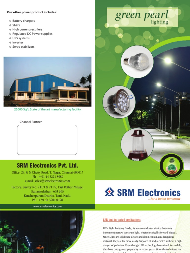 SRM GreenPearls LED Brochure | PDF | Light Emitting Diode ...