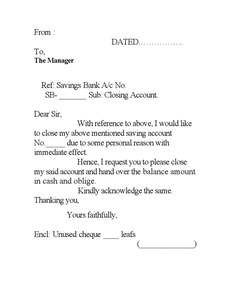 Account Closing Letter | PDF | Finance & Money Management