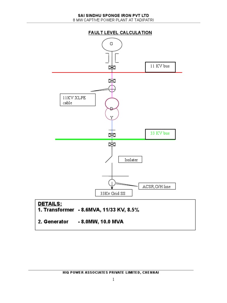 Fault Level Calcn in 11KV & 415V | PDF