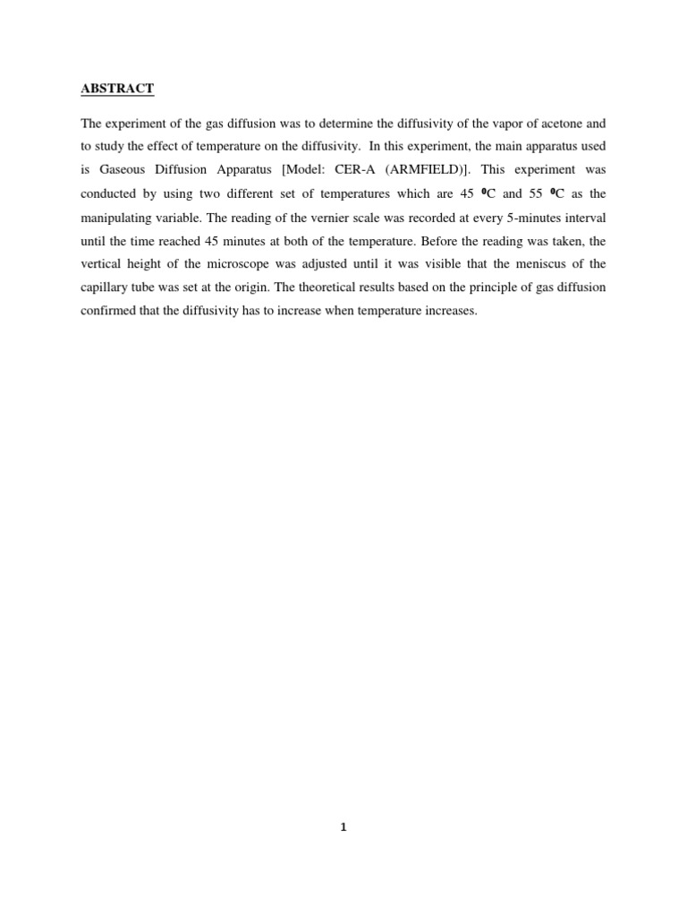 Effect of Temperature on Acetone Diffusivity | PDF | Diffusion | Gases