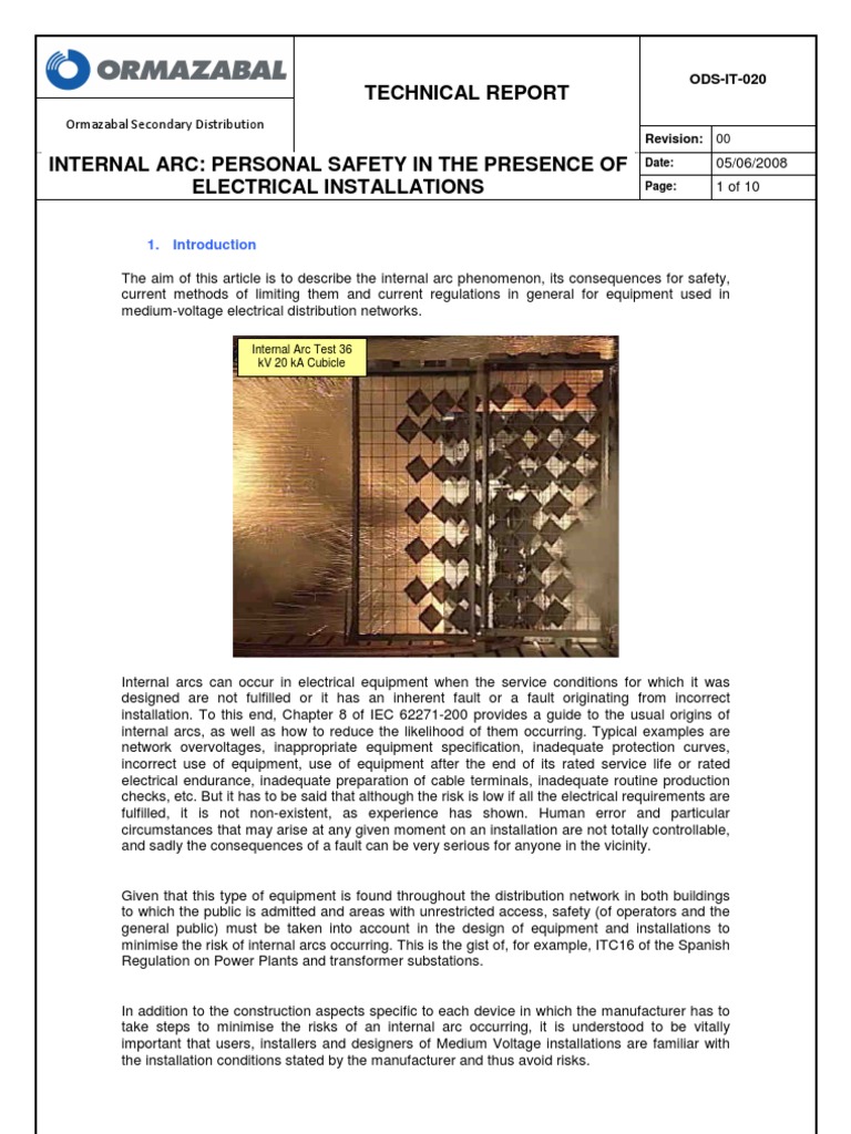Internal Arc Safety in Electrical Installations | PDF | Electric Arc ...