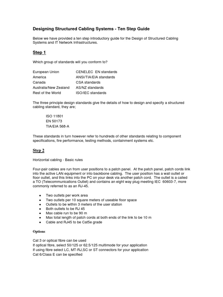 Steps To Designing Structured Cabling Systems | PDF | Home & Garden ...