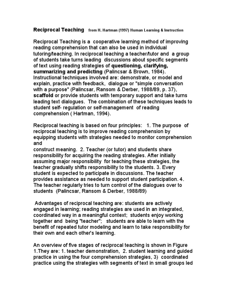 Reciprocal Teaching | PDF | Reading Comprehension | Educational Psychology