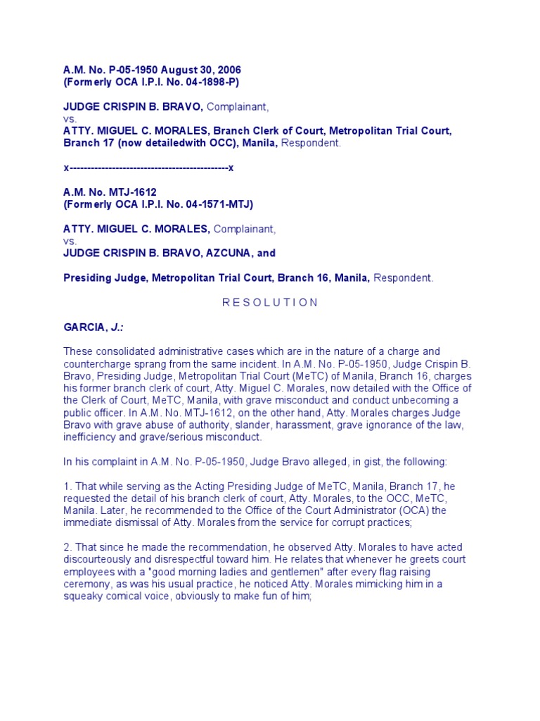 Judge vs. Clerk: Misconduct Cases Resolved | PDF | Judiciaries | Judge