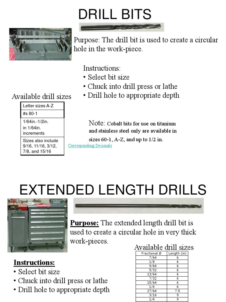 Comprehensive Guide to Drill Bits Sizes | PDF | Art | Technology ...