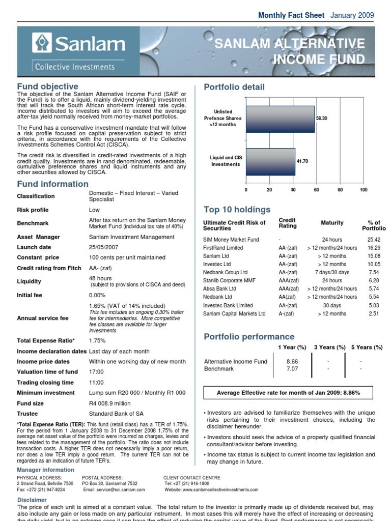 Sanlam Alternative Income Fund | PDF | Investment Fund | Yield (Finance)