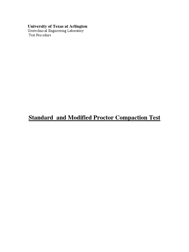 Standard Proctor Compaction Test | PDF | Soil Science | Civil Engineering