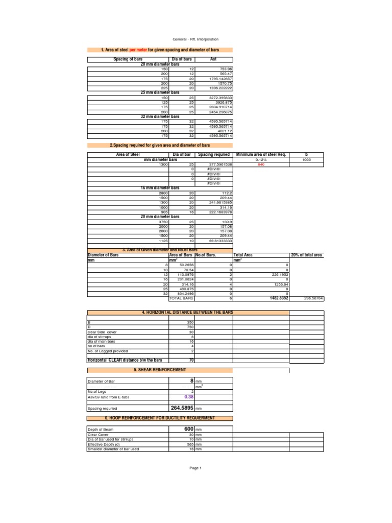 Area of Bars - 1 | PDF | Civil Engineering | Building Engineering