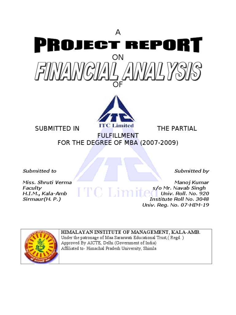 ITC Project Report by Manoj Kumar[1].Roll No 3048 | Expense | Dividend