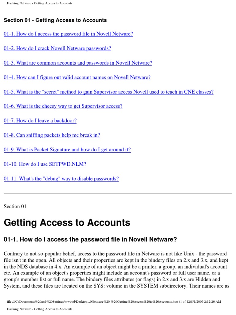 Netware Hacking Pdf Password Command Line Interface