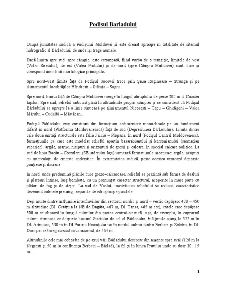Podisul Barladului | PDF