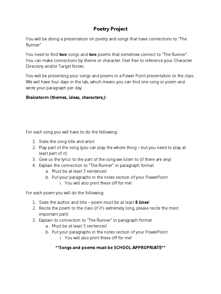 Poetry Project Rubric | PDF