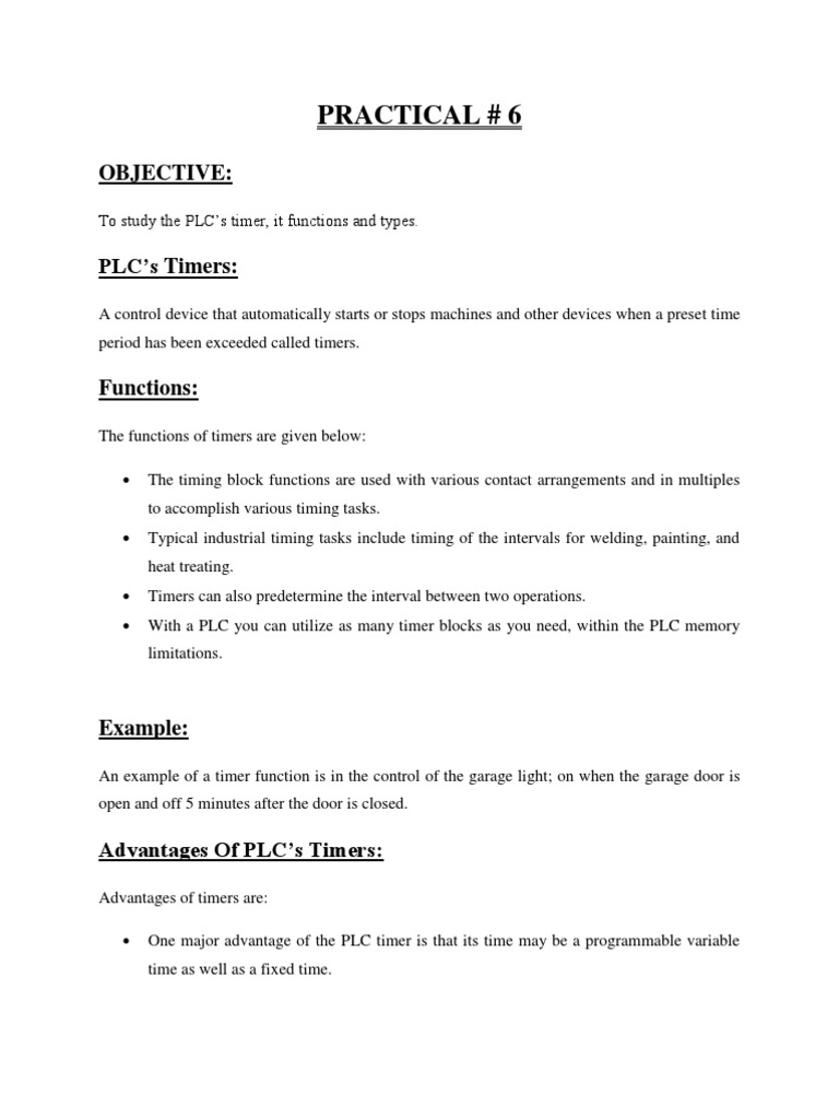 Plc Timer Pdf Timer Programmable Logic Controller